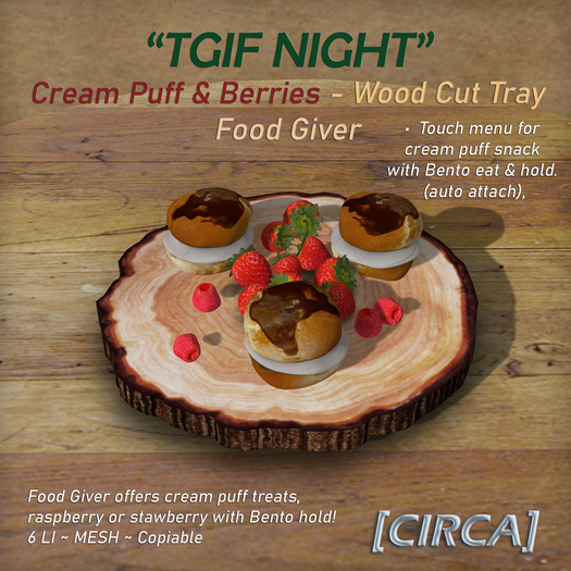 Second Life Marketplace - [CIRCA] - "TGIF" Cream Puff & Berries - Wood ...